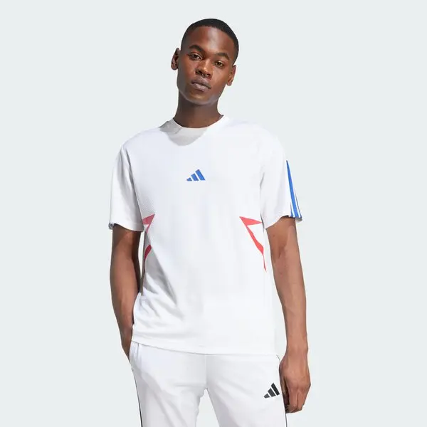 Adidas House Of Tiro Colorblock Tee White - White / Pure Ruby / Semi Lucid Blue