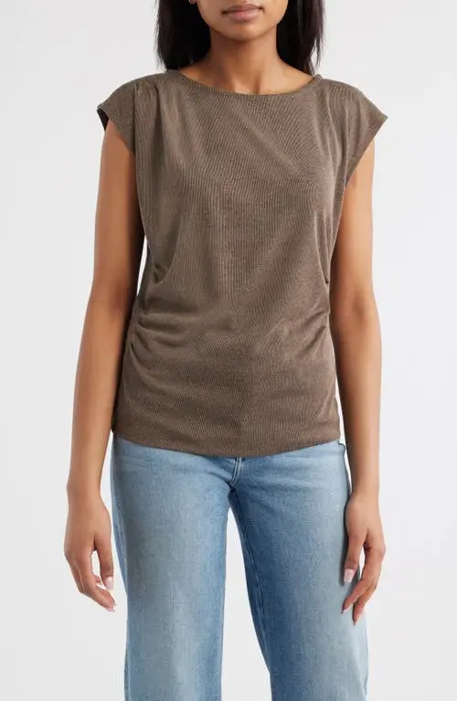 Wit & Wisdom Cap Sleeve Ruched Top - Mushroom