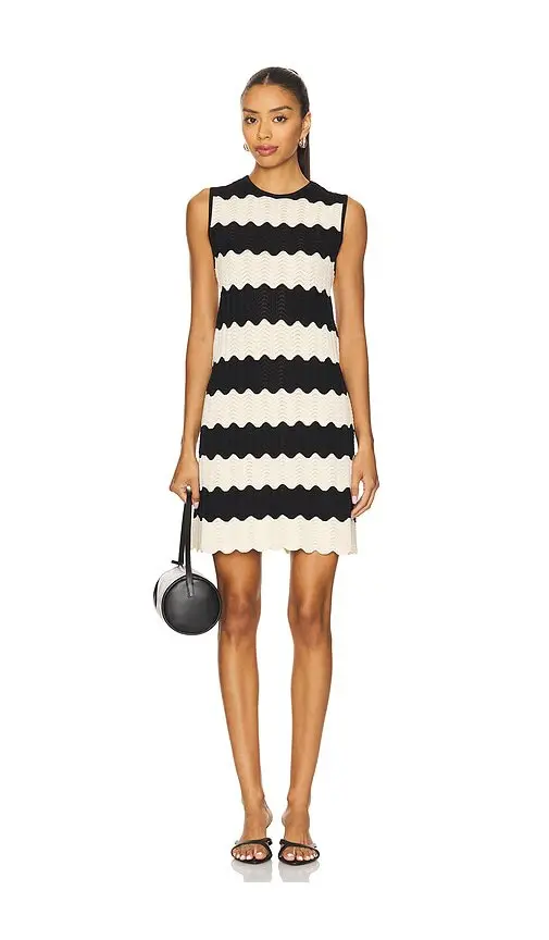SIMONMILLER Moji Knit Mini Dress - Black & Macadamia Wave Stripe