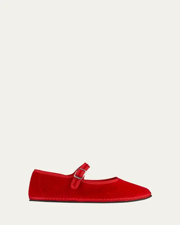 VIBI VENEZIA Canvas Mary Jane Ballerinas - Rosso