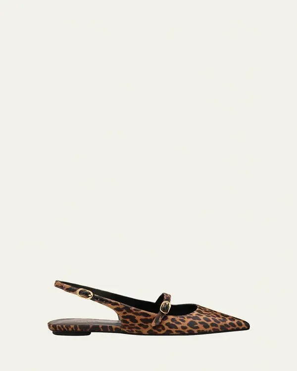 STUART WEITZMAN Emilia Mary Jane Slingback Ballerina Flats - Leopard