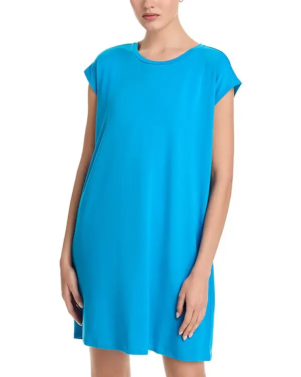 Eileen Fisher Crinkled Jersey Crewneck Top - Oahu Blue