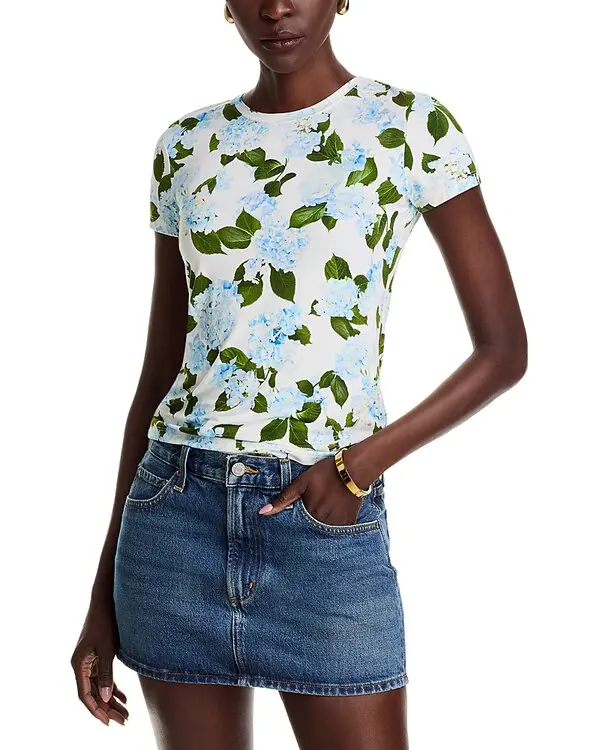 L'Agence Ressi Crewneck Tee - Ivory/light Blue Hydrangea