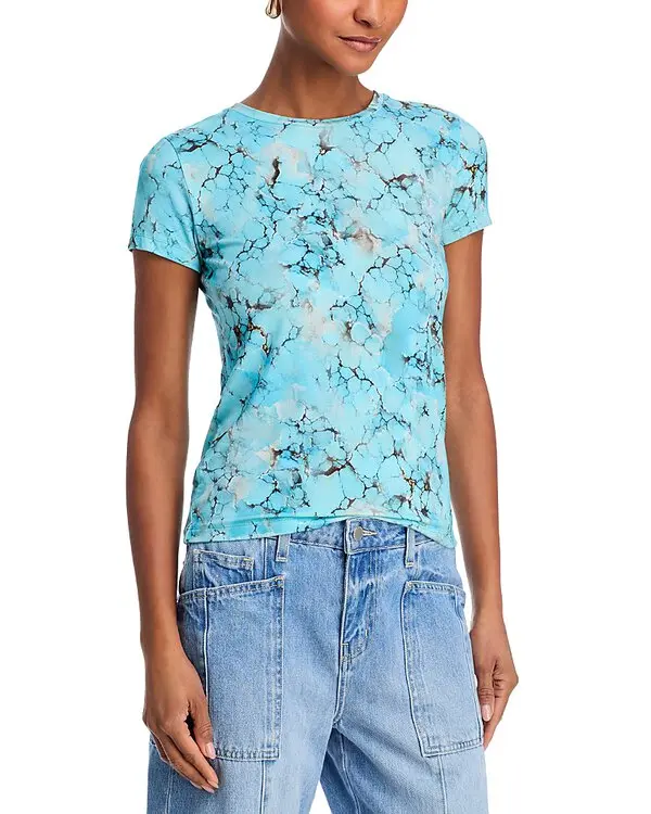 L'Agence Ressi Crewneck T-shirt - Multi Turquoise Stone