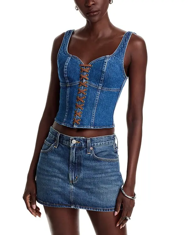 L'Agence Nayeli Lace-up Corset Tank Top