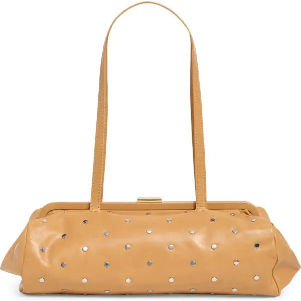 Clare V. Yvette Stud Leather Shoulder Bag - Biscuit New Look W/ Studs