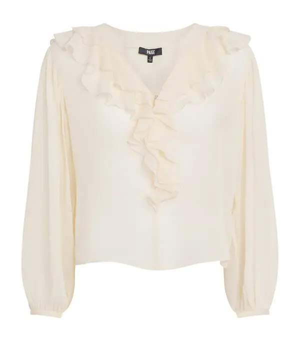Paige Silk Gemelli Blouse - White