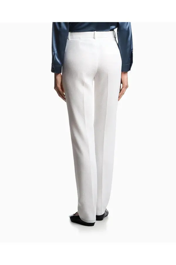 Emporio Armani Waffle Weave Technical Fabric Trousers - White