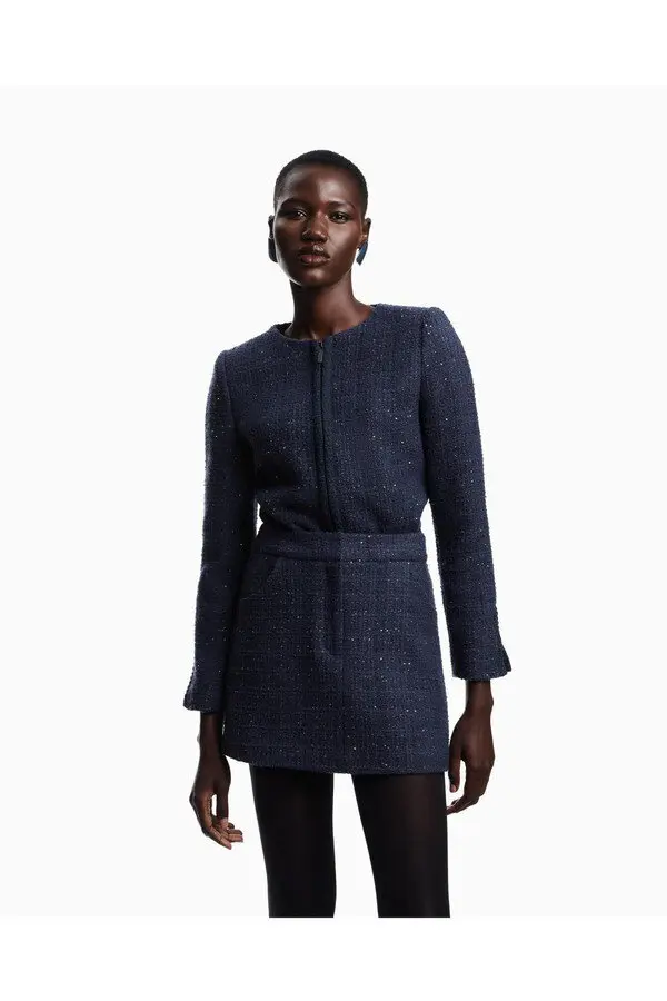 Emporio Armani Lurex Tweed Mini Skirt With Micro Sequins