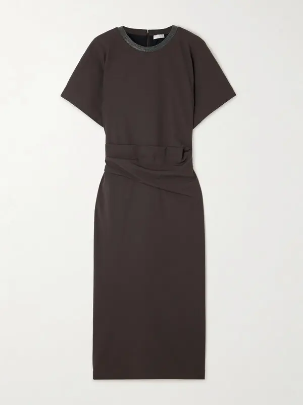 Brunello Cucinelli Embellished Virgin Wool-blend Midi Dress