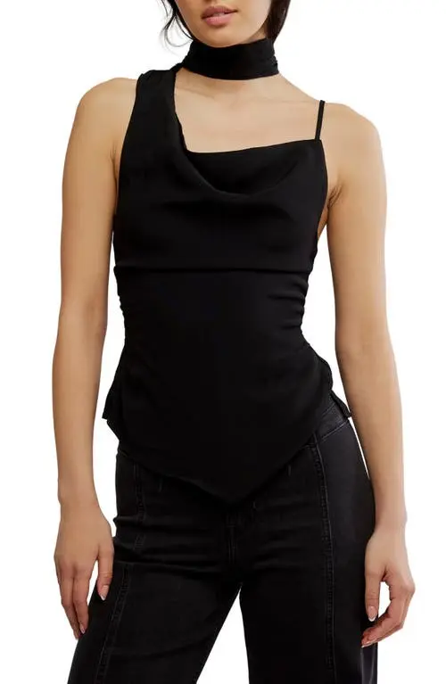 Free People Sleeveless Tie Neck Top - Black