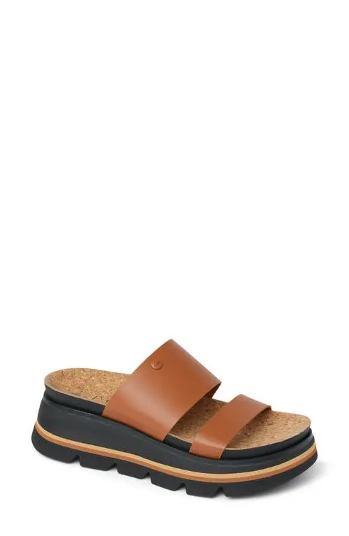 Reef Vista Luxe Siaa Platform Wedge Slide Sandal - Cocoa/ Black