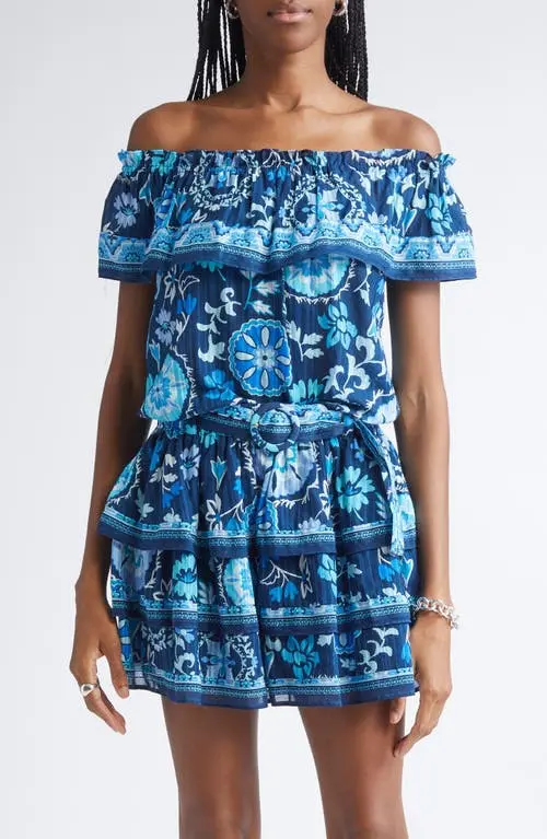 Ramy Brook Maia Off-the-shoulder Ruffle Top - Spring Navy Maya Combo