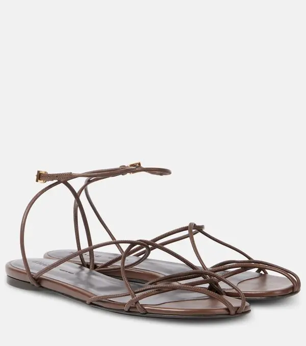 Khaite Loulou Leather Sandals - Brown