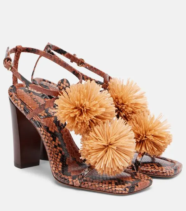 Ulla Johnson Isolde Raffia-trimmed Leather Sandals