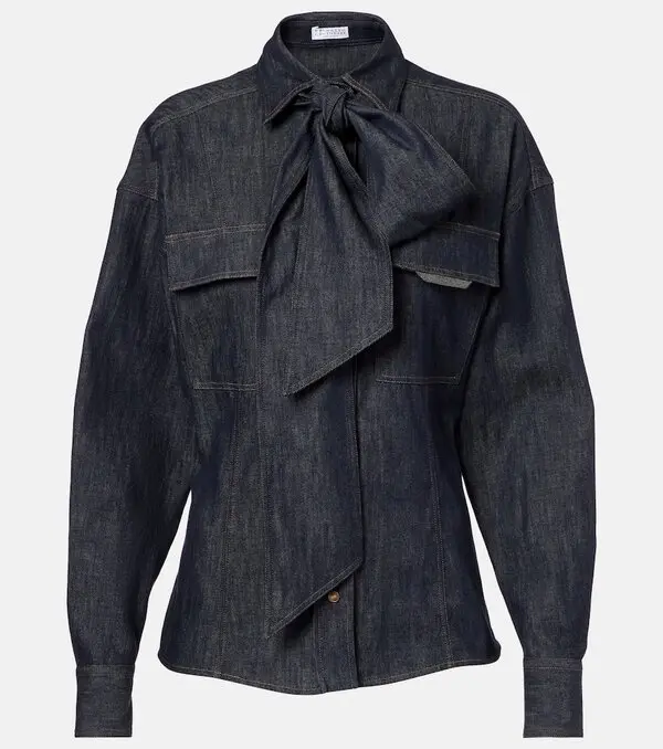 Brunello Cucinelli Bow-tie Cotton Blouse
