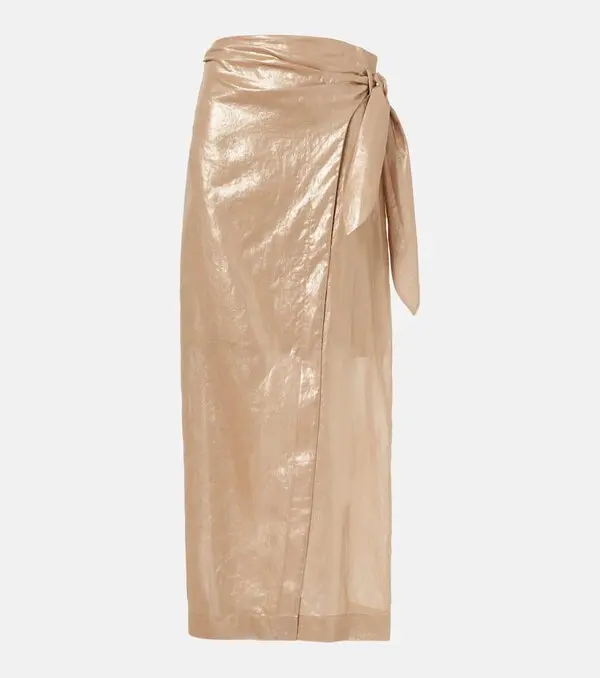 Brunello Cucinelli Coated Cotton Wrap Skirt