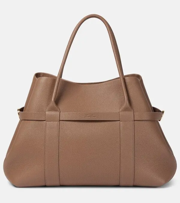 Loro Piana Ghiera Large Leather Tote Bag - Brown