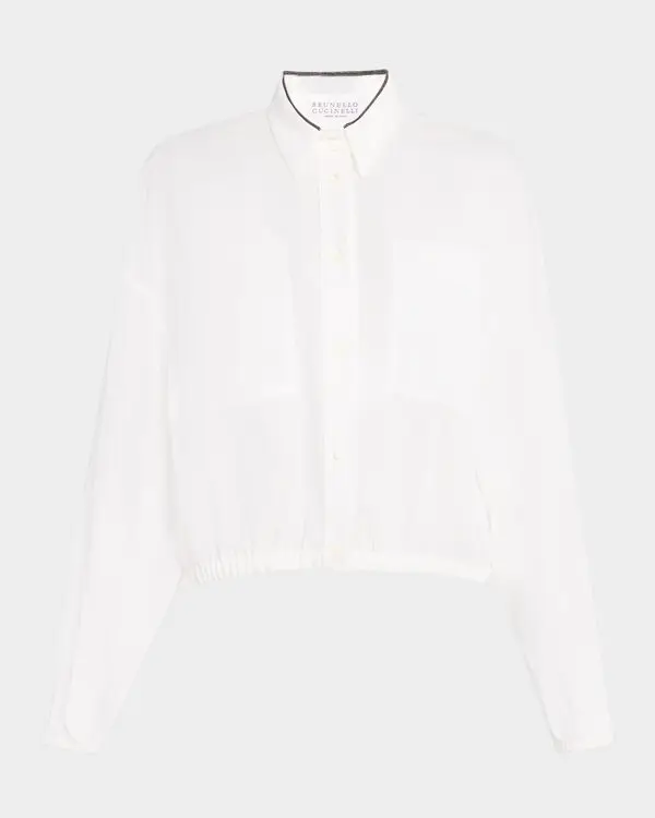 Brunello Cucinelli Monili-collar Cotton Gauze Bomber Jacket