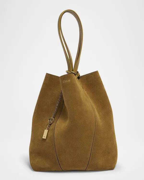 Chloé Spin Medium Tote Bag - Gold Khaki