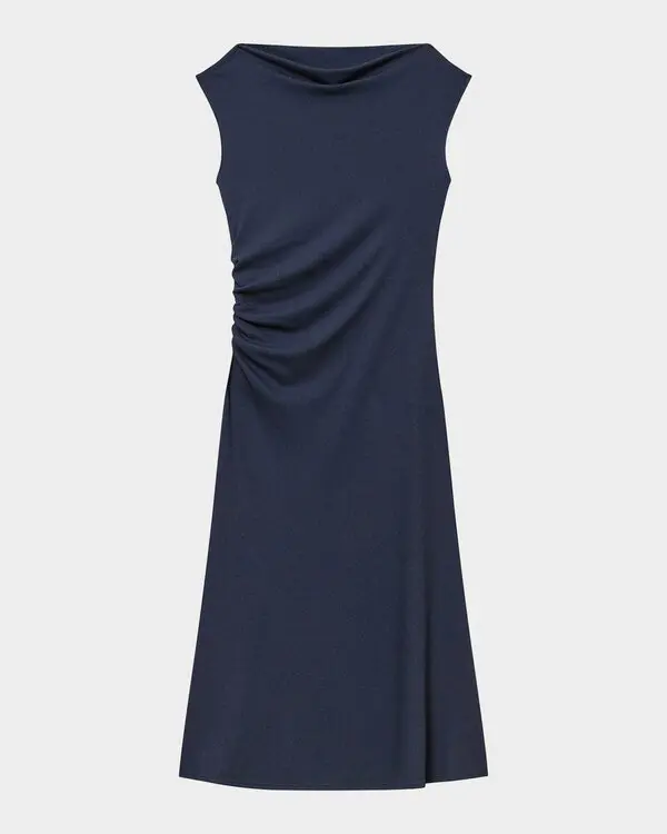 Theory Draped Boat-neck Midi Dress - Nocturne Navy