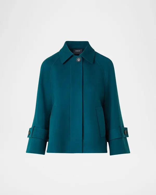 Akris Alisa Cashmere A-line Jacket - River Green