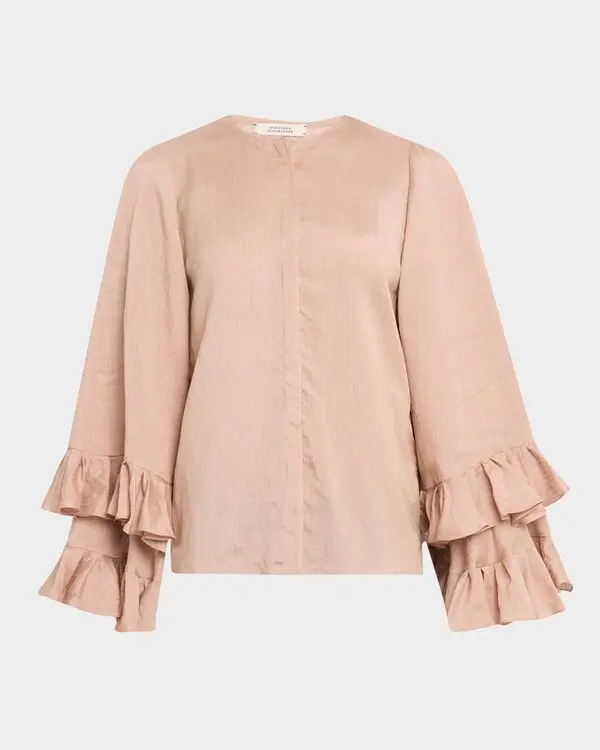 Dorothee Schumacher Soft Stripes Ruffle Viscose-silk Blouse