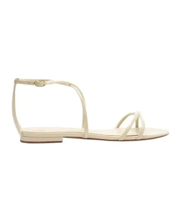 ALEXANDRE BIRMAN Lory Flat Patent Leather Sandals - Eggshell