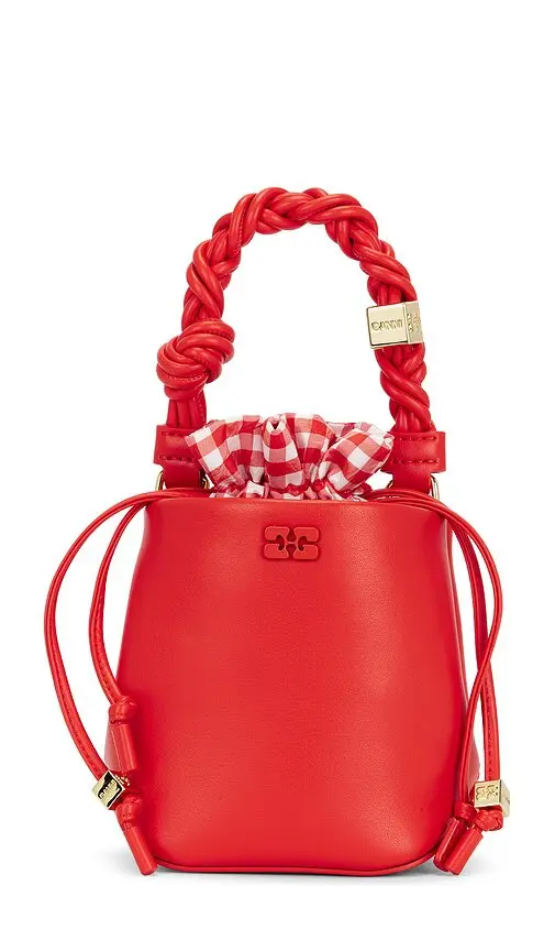 GANNI Bou Bucket Mini Vichy Pouch - Red Alert
