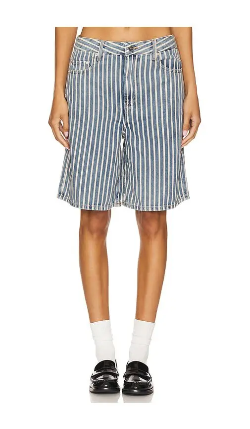 GANNI Light Stripe Denim Shorts