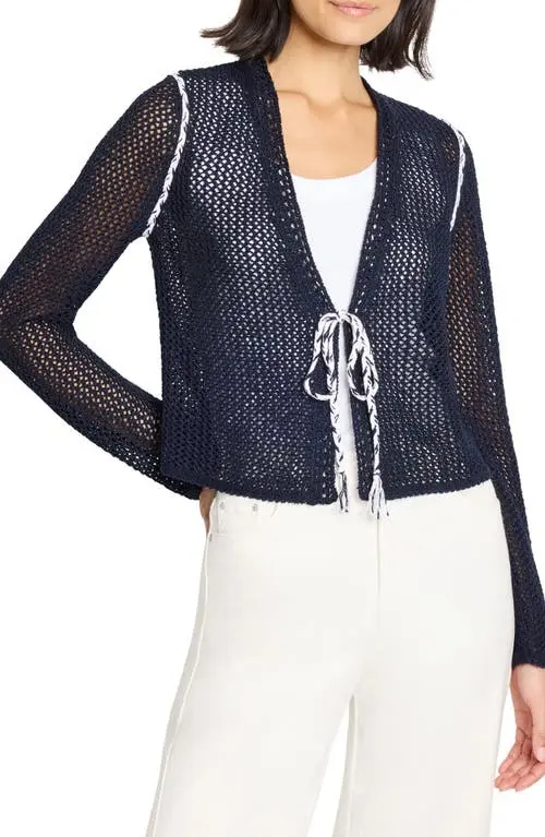 NIC+ZOE Tie Front Open Stitch Cardigan