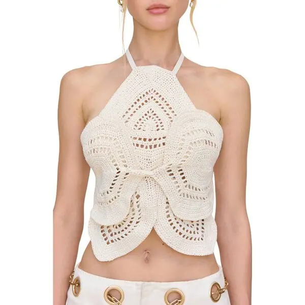 Cult Gaia Emelia Crochet Halter Crop Top