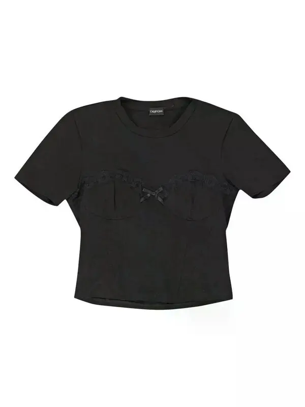 Callipygian Lace-trim Bustier T-shirt - Black