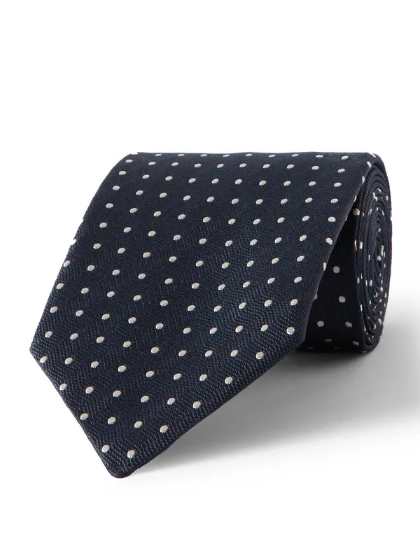 TOM FORD 8cm Polka-dot Silk Neck Tie - Blue