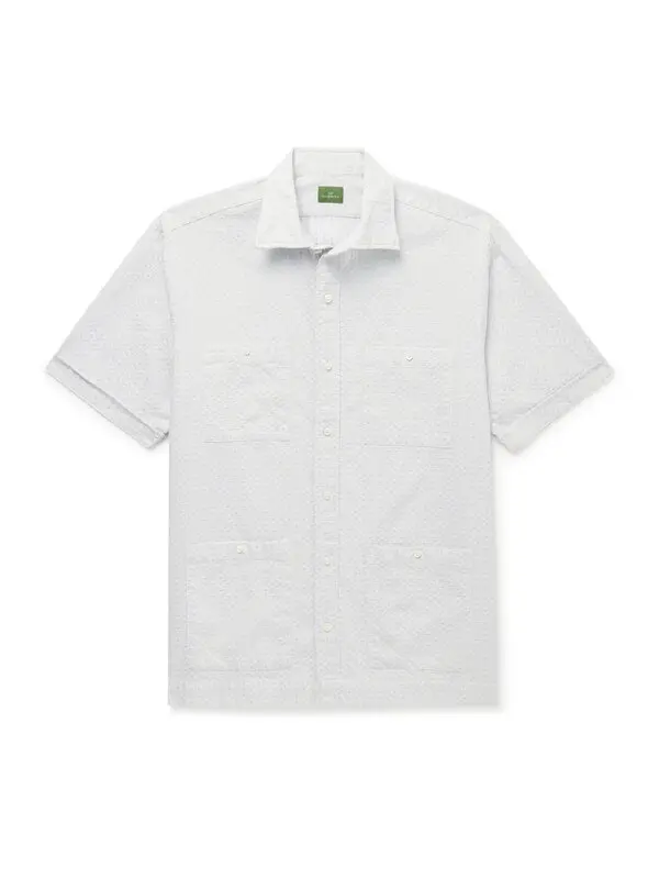 Sid Mashburn Marquez Embroidered Cotton-voile Shirt - White
