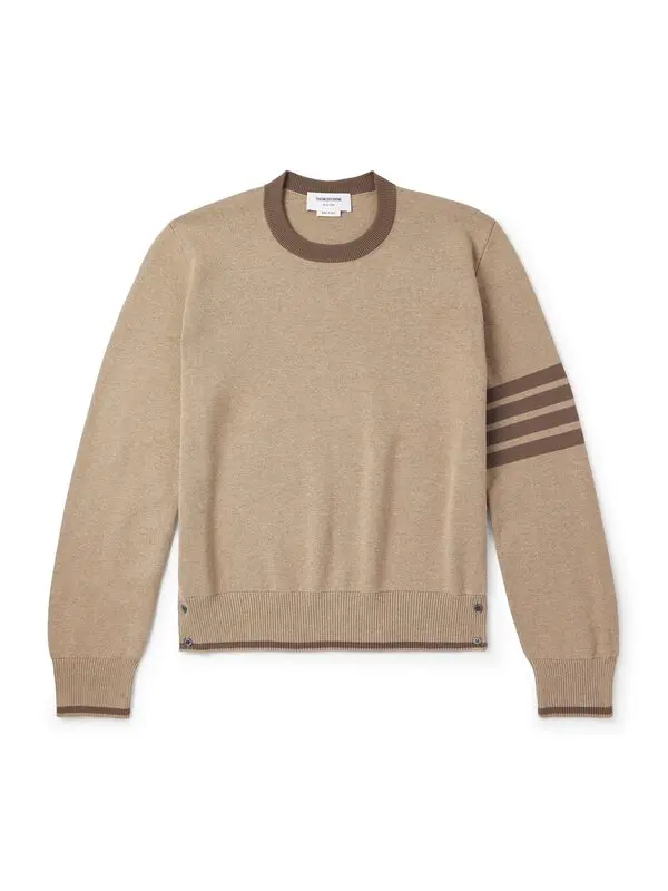 Thom Browne Milano Striped Cotton Sweater - Brown