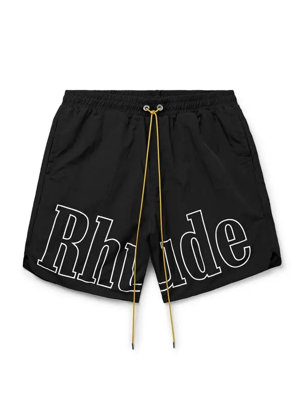 Rhude Straight-leg Logo-print Nylon Shorts - Black