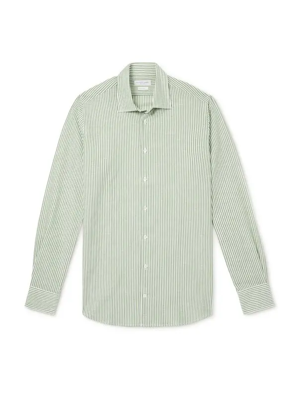Richard James Slim-fit Striped Linen Shirt - Green