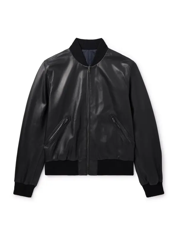 Canali Reversible Leather And Shell Bomber Jacket