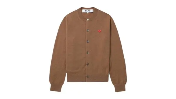 Play Comme Des Garcon Small Heart Emblem Cardigan Sweater - Brown