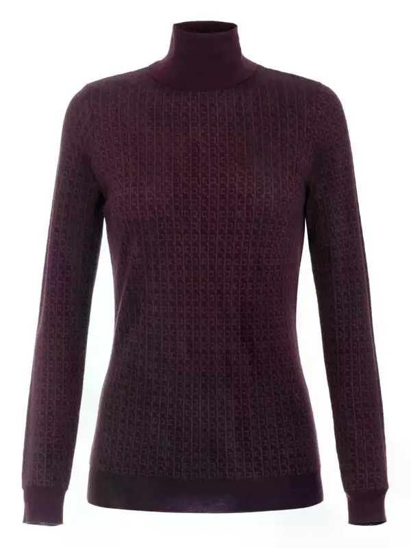 Elisabetta Franchi Jacquard Roll-neck Jumper - Red