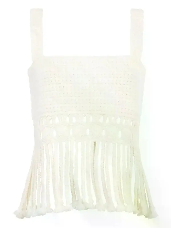 Gabriela Hearst Lilea Crocheted Fringed Top