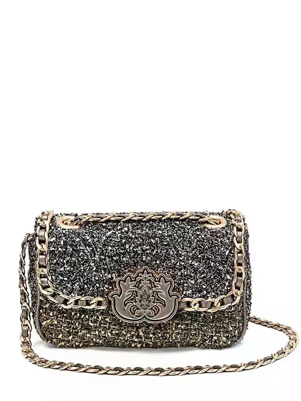 ISLA Tweed Chain-embellished Shoulder Bag - Black