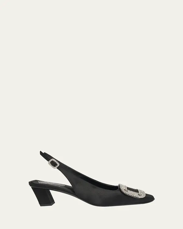 ROGER VIVIER Belle Vivier Crystal Buckle Slingback Pumps