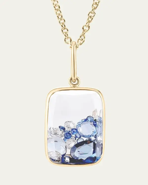 Moritz Glik 18k Yellow Gold Diamond And Sapphire Kaleidoscope Shaker Pendant Necklace - Yg