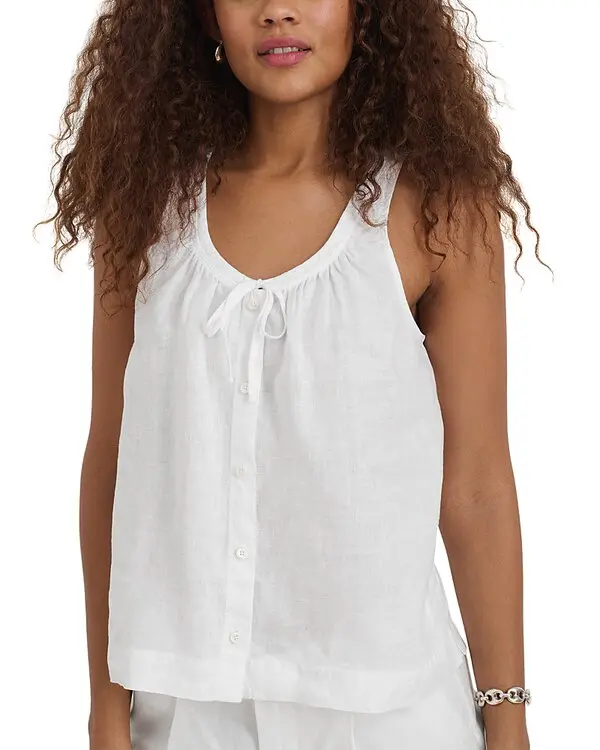 ALEX MILL Sidney Linen Top - White