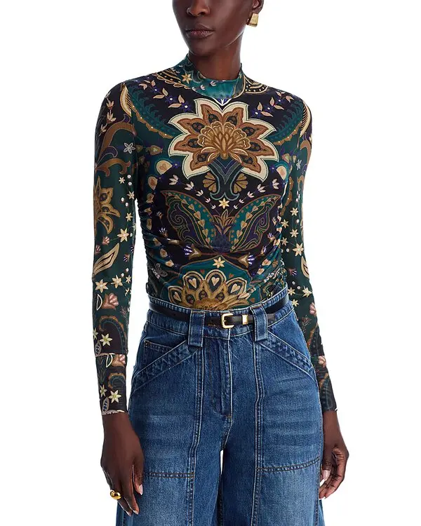 Farm Rio Printed Tulle Blouse