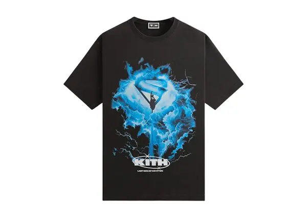 Kith X Superman 2025 Movie Lightning Vintage Tee Shirt - Black