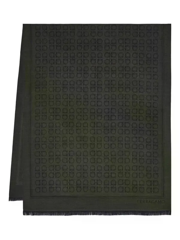 FERRAGAMO Gancini-patterned Scarf - Green