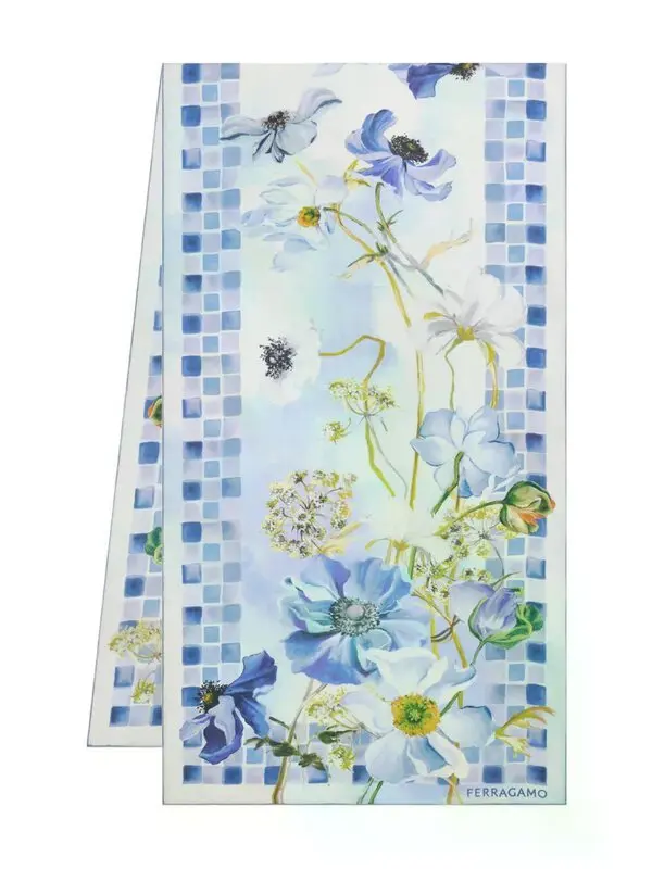 FERRAGAMO Fiori-print Silk Scarf